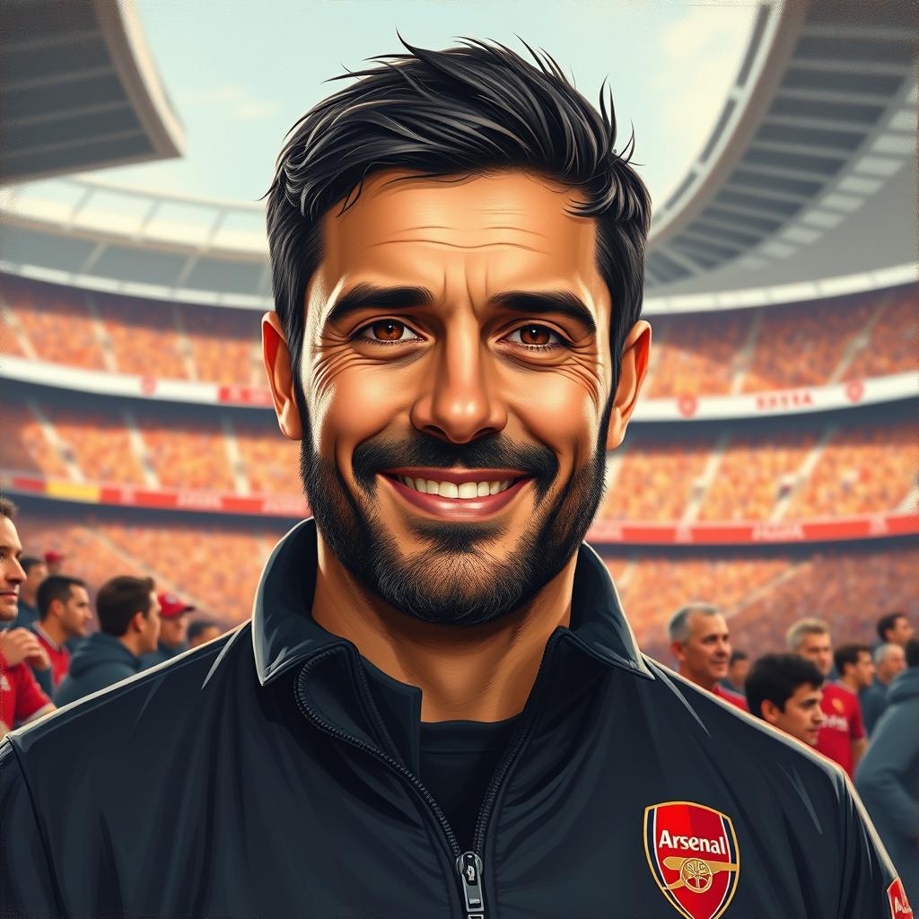 Vibrant Portrait of Arsenal Coach: Youthful Charisma & Warmth