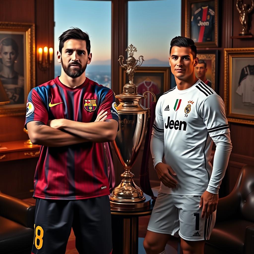 Epic Showdown: Messi vs. Ronaldo in a Luxury Sports Room