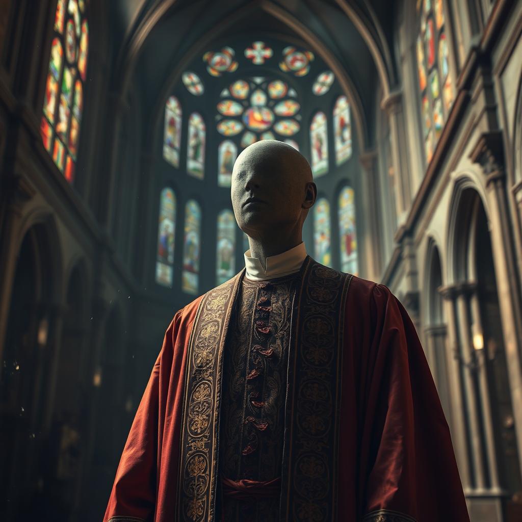 Surreal Headless Priest in Grand Cathedral: A Captivating Mystery
