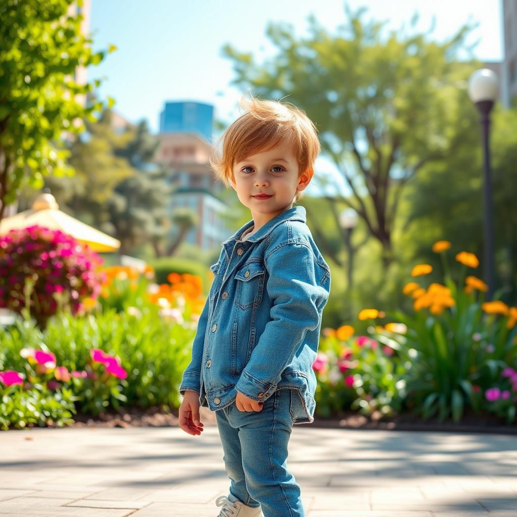 Playful Youth in Vibrant Urban Park - Idyllic AI Imagery
