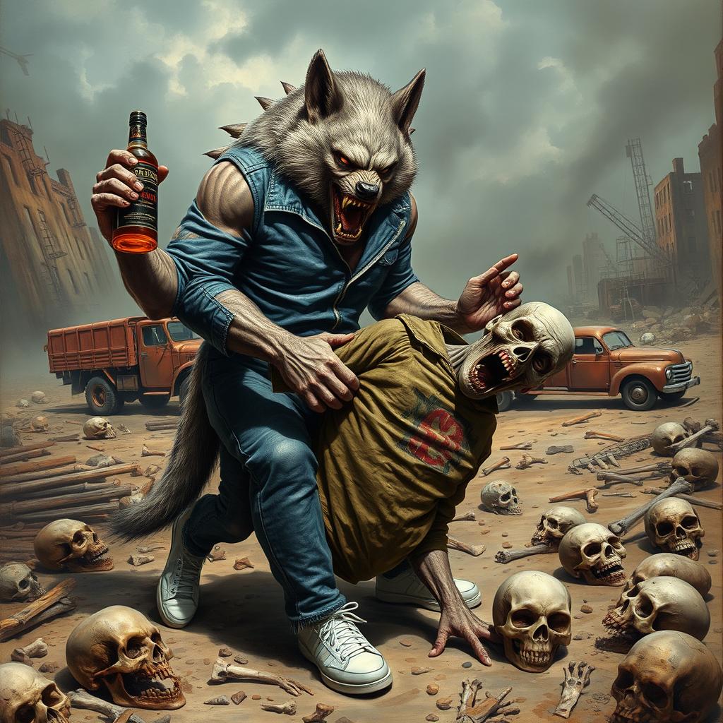 Epic Death Metal Album Cover: Humanoid Wolf Creature in Post ...