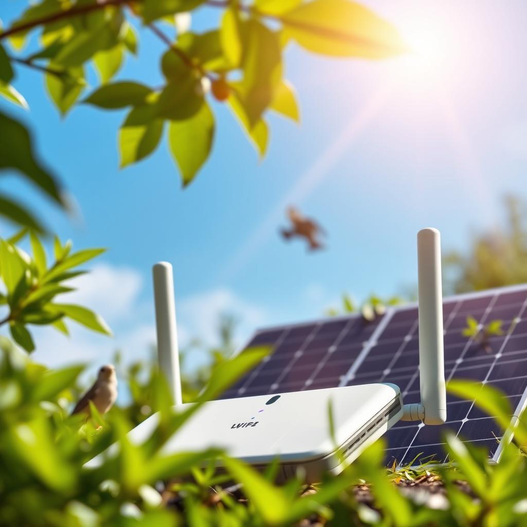 Sustainable Tech: Modern Solar Powered WiFi Router in Nature