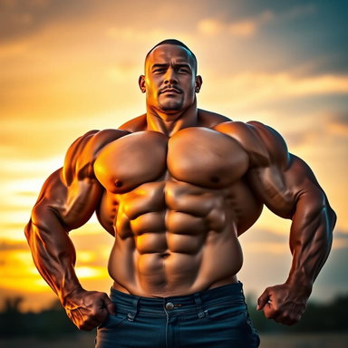 Heroic Strength: A Man's Power Captured at Sunset