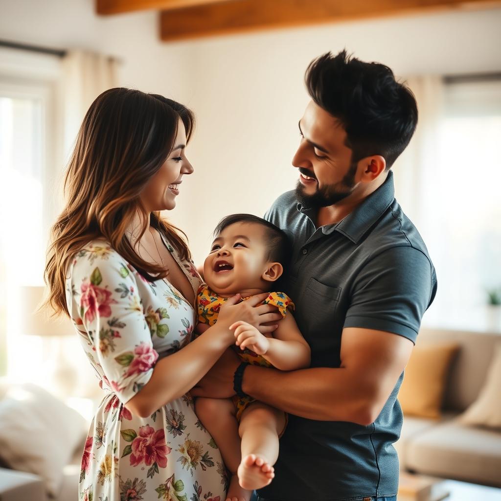 Capturing Family Love: A Heartwarming Scene Between Parents and Child