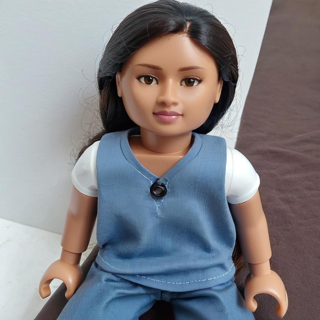 Playful Full-Body LEGO Doll Design with Brown Hair