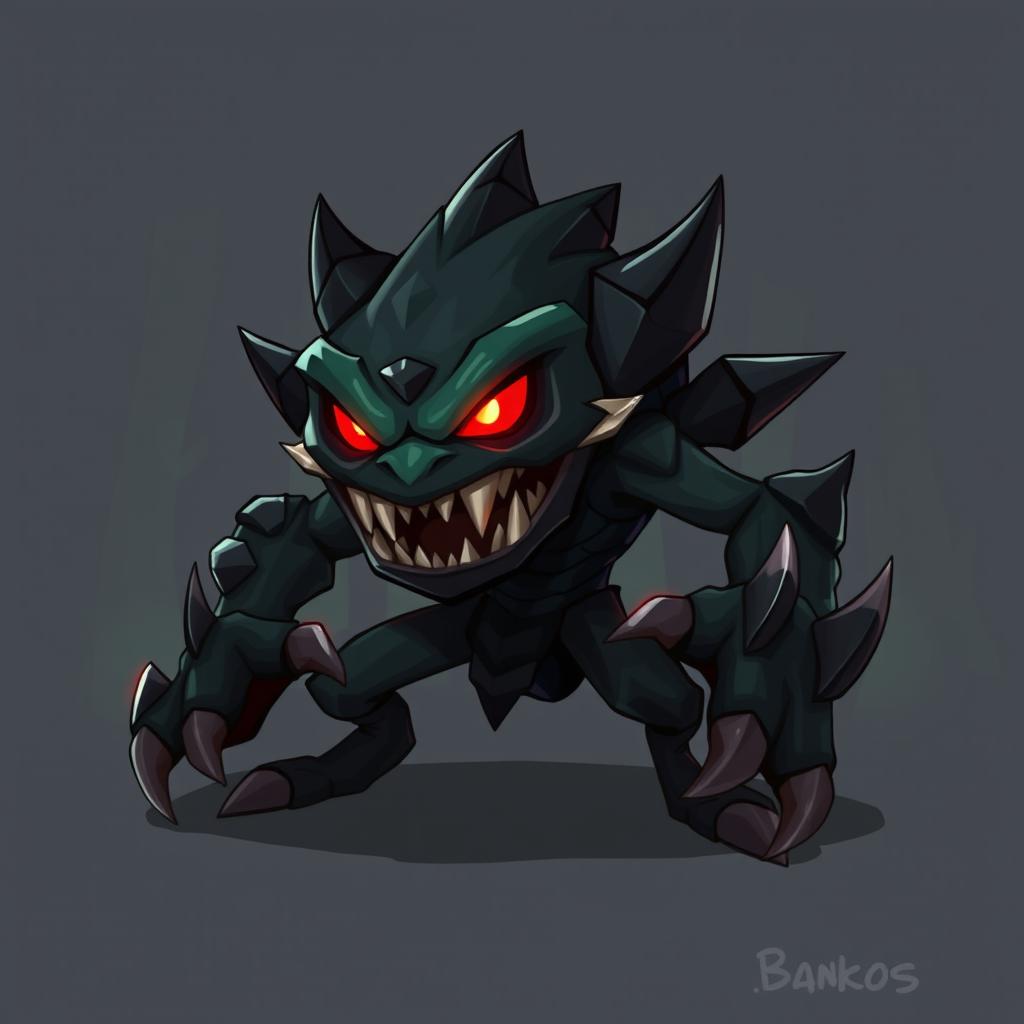 Dynamic 2D Game Enemy Character Design - Menacing Creature Concept