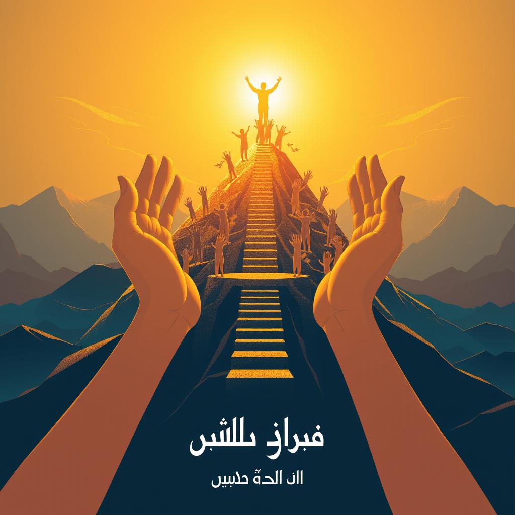 Symbolic Illustration of Unity and Success Towards a Radiant Summit