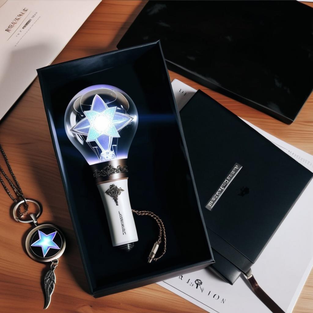 Elegant Star Motif Stage Light Stick - Artistic Design & Keychains