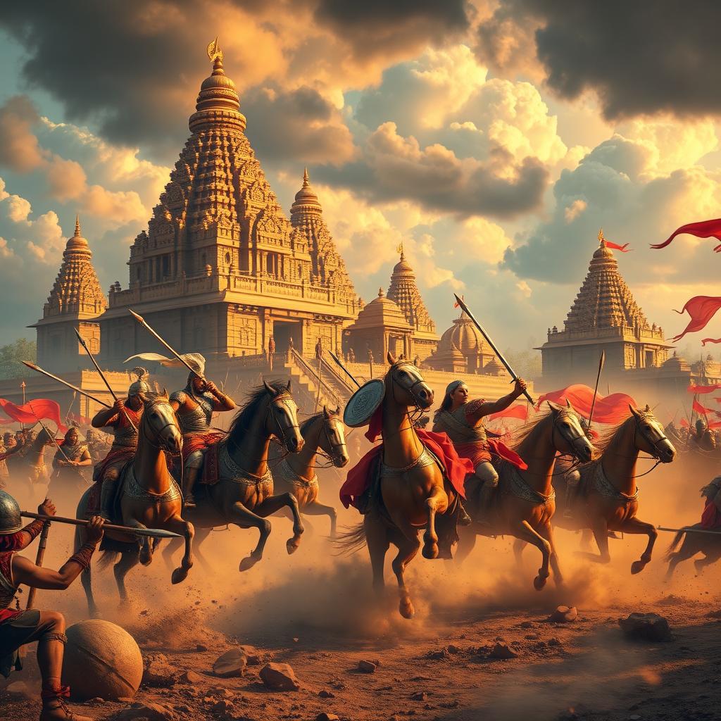 Epic Mahabharata Battle Scene | Vibrant Ancient India Art