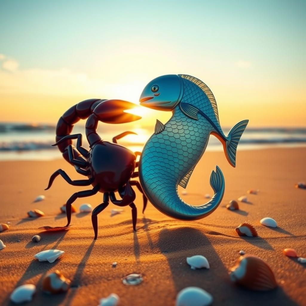 Enchanting Scorpio and Pisces Symbols at Sunset | Idyllic Art
