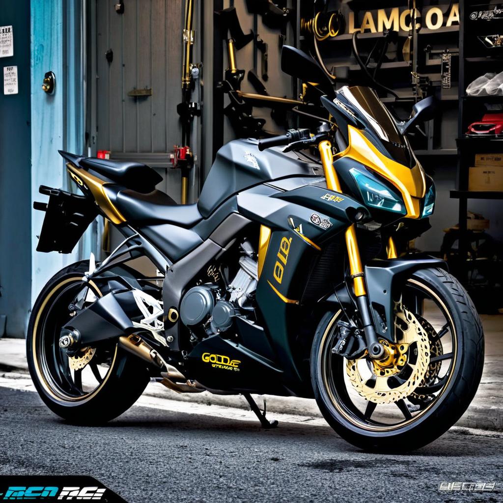 Custom Black & Blue Motorcycle Design: Industrial Aesthetic