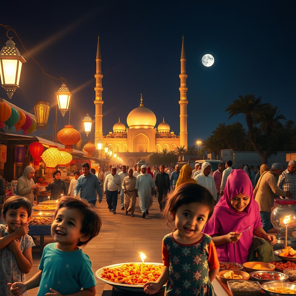 Vibrant Ramadan Night: Joyful Celebrations Under the Stars