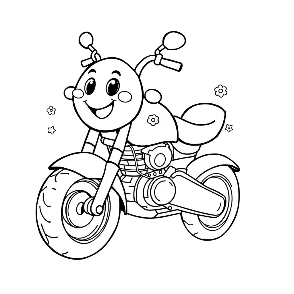 Cute Motorcycle Coloring Page for Kids | Fun and Creative Art