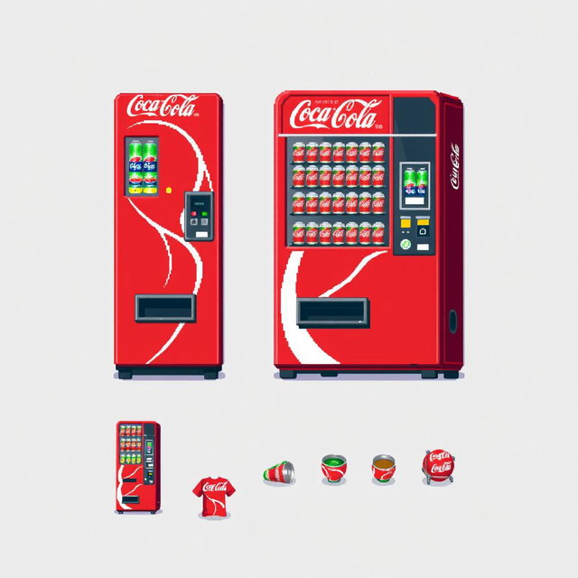 Retro Vibes: Pixel Art Coca-Cola Vending Machine