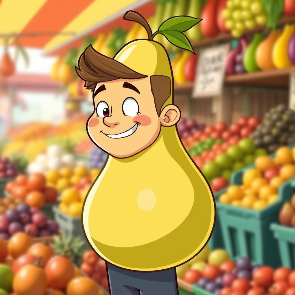 Whimsical Cartoon Transformation: From Young Adult to Pear