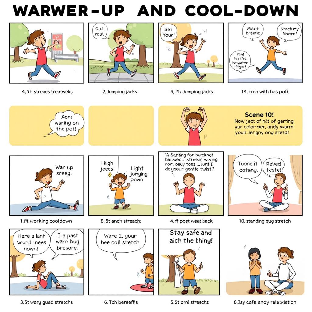 The Essential Warm-Up and Cool-Down Comic Strip for Fitness Enthusiasts