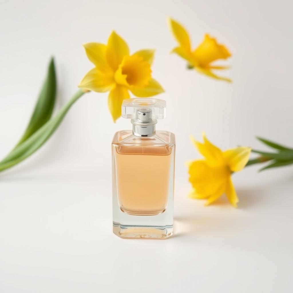 Elegance in Bloom: Perfume and Daffodils Composition
