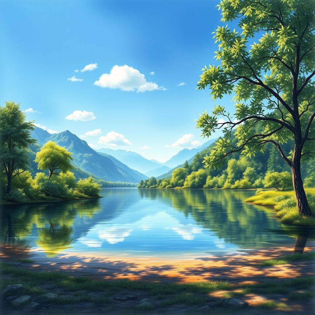 Serene Landscape Drawing - A Tranquil Escape into Nature