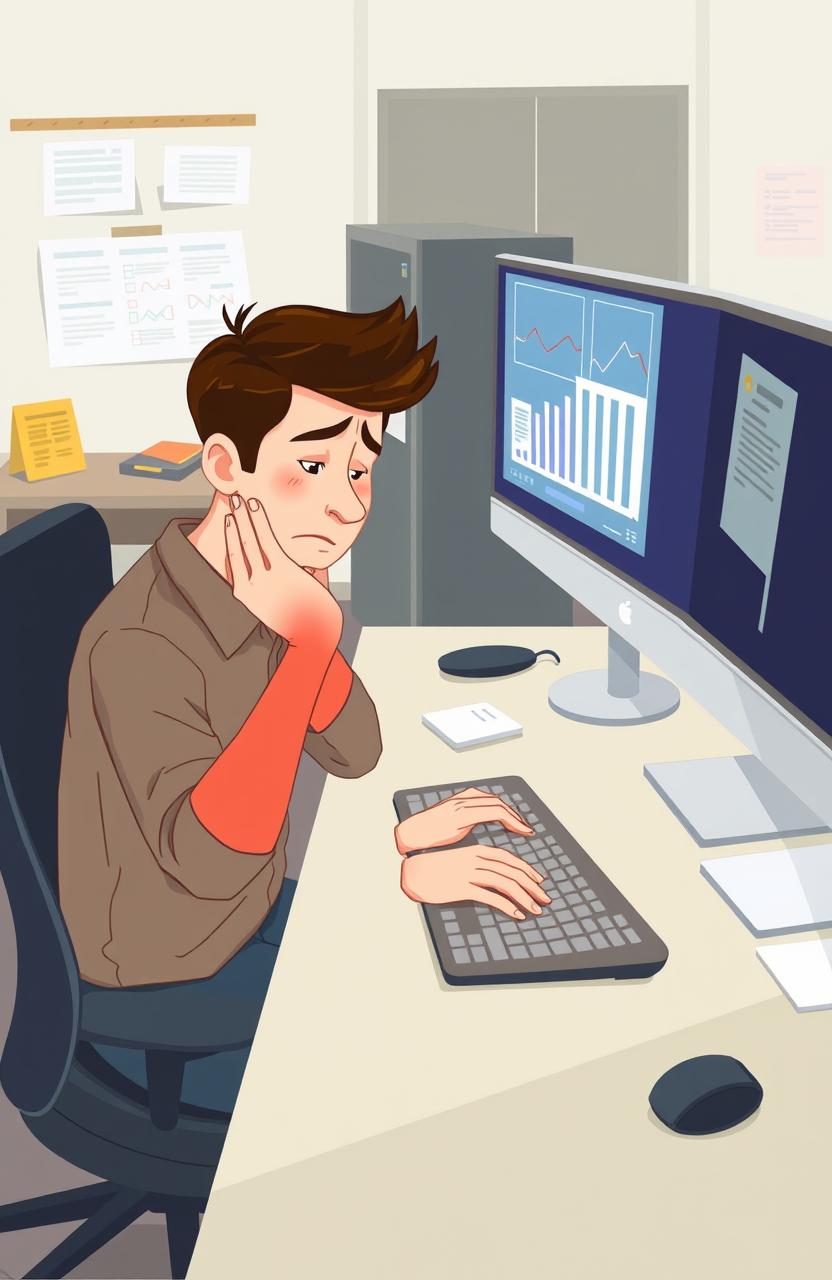 Illustration of Repetitive Strain Injury in the Workplace