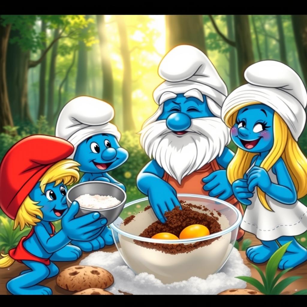 Whimsical Baking Adventure: Smurfs Create Delicious Cookies in a Lively ...