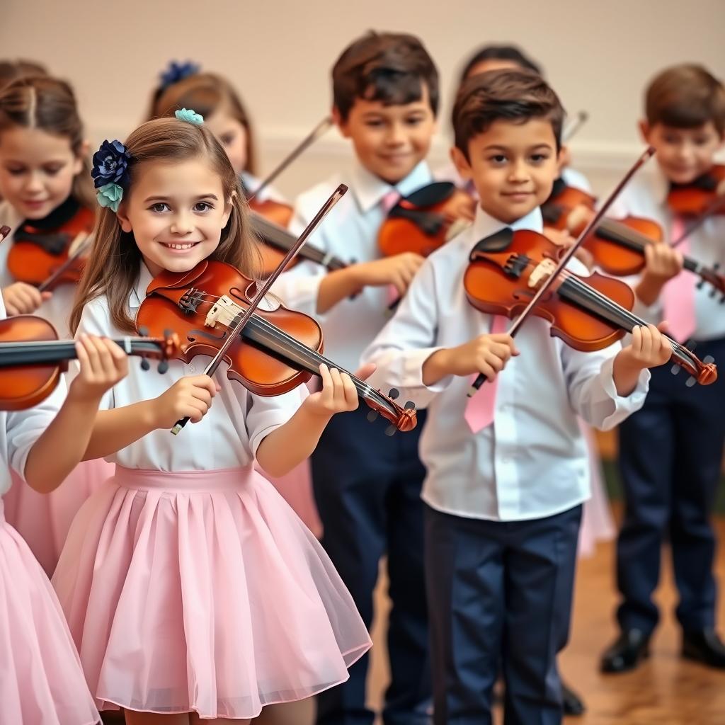 Joyful Young Musicians: A Delightful Scene Captured in Crisp Style