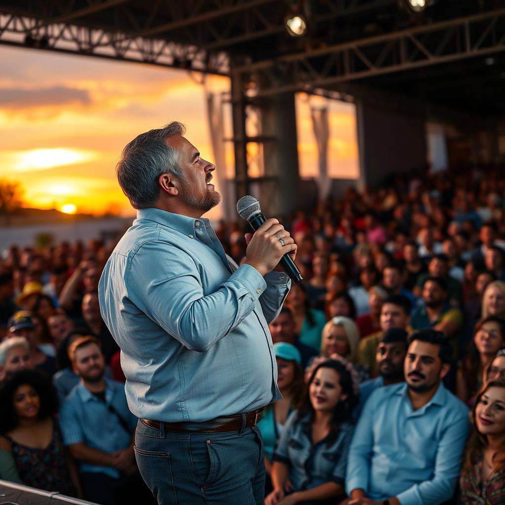 Inspiring Outdoor Sermon: A Charismatic Pastor Engages Diverse Audience