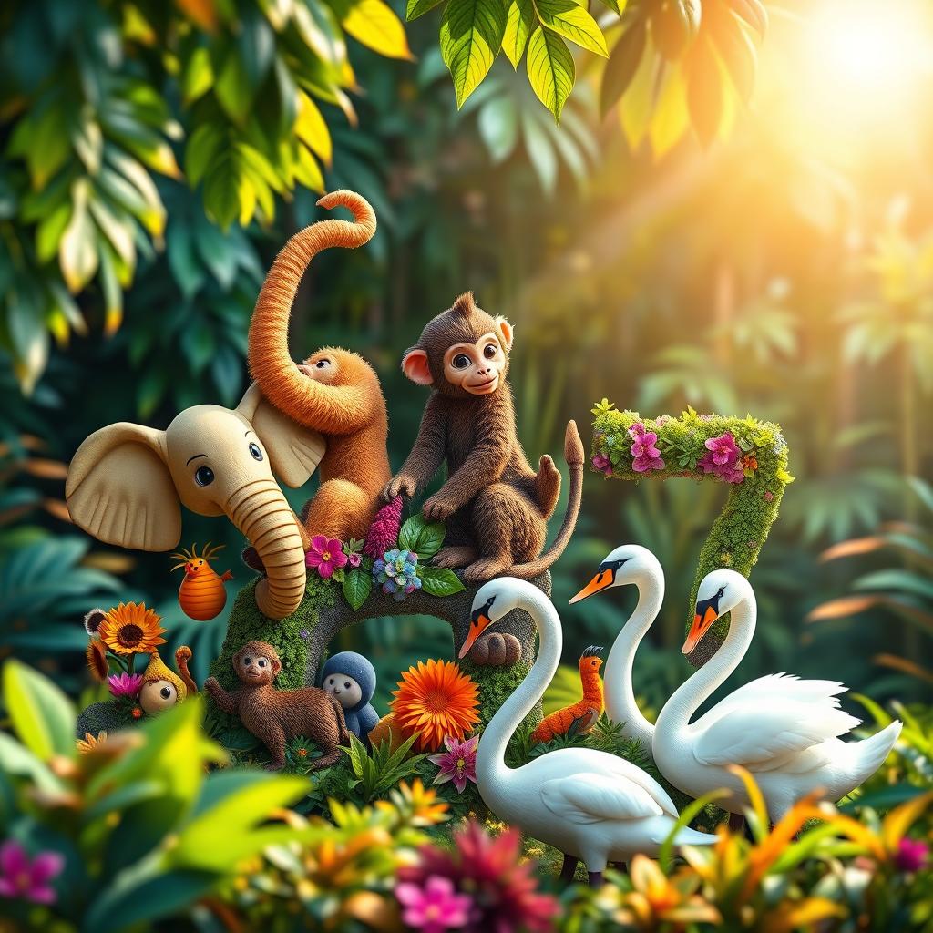 Vibrant Jungle Animals Representing Numbers | Idyllic AI Creations