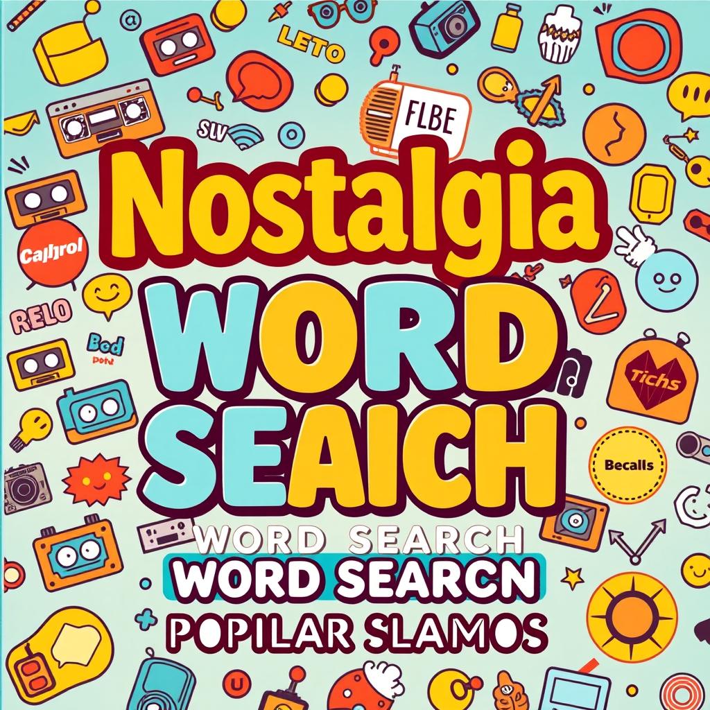 Nostalgia Word Search Book Cover Design | Retro-Inspired Fun