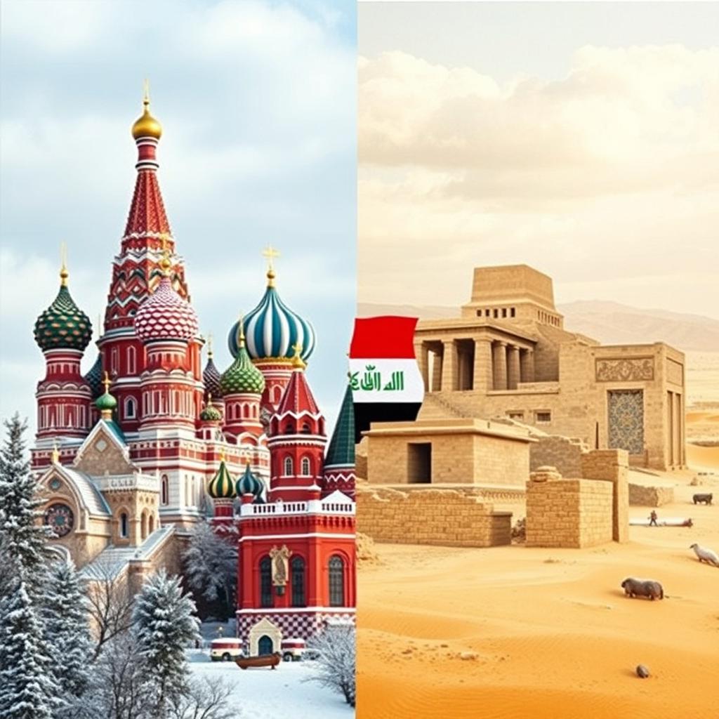 Cultural Harmony: Russia & Iraq - A Visual Collage