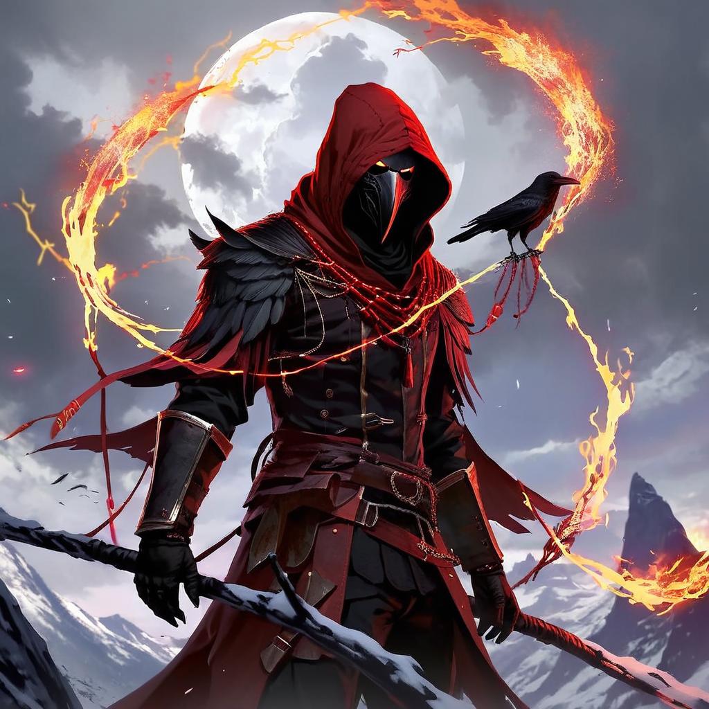 Dramatic Sorcerer in Fire Magic - Idyllic AI Generated Art