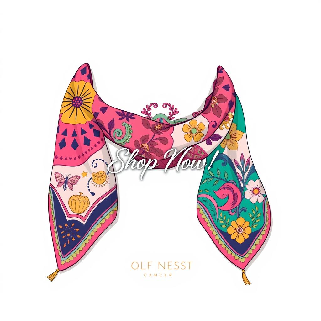 Vibrant Banner Scarf Design for Online Shop | Trendy Patterns & Typography