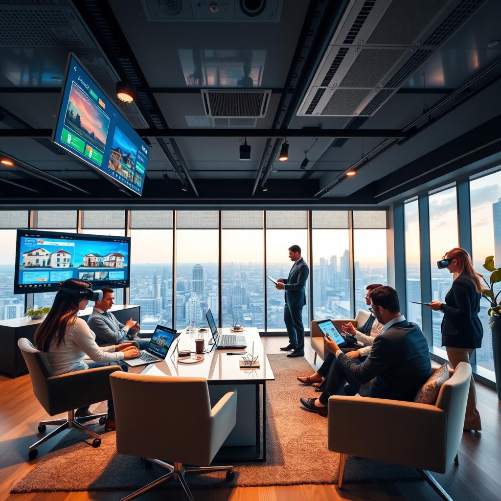 High-Tech Real Estate Office: Innovating Property Viewing with AI