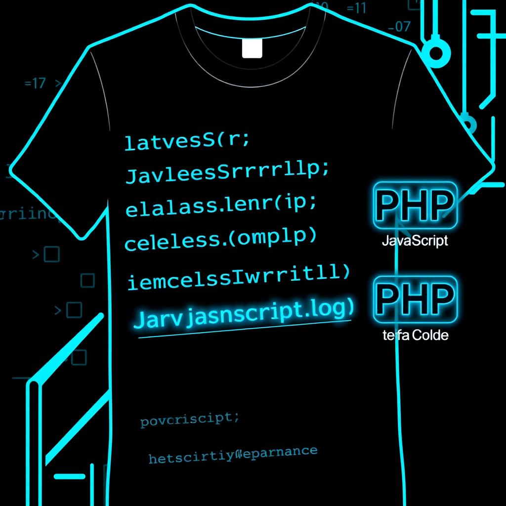 Stylish Tech T-Shirt Design with JavaScript and PHP