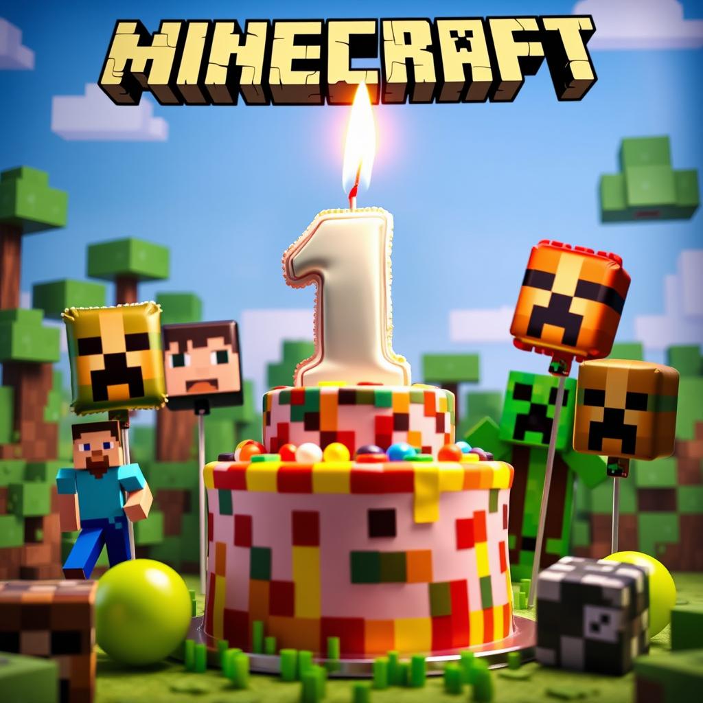 Vibrant Minecraft-Themed Birthday Celebration for an 11-Year-Old