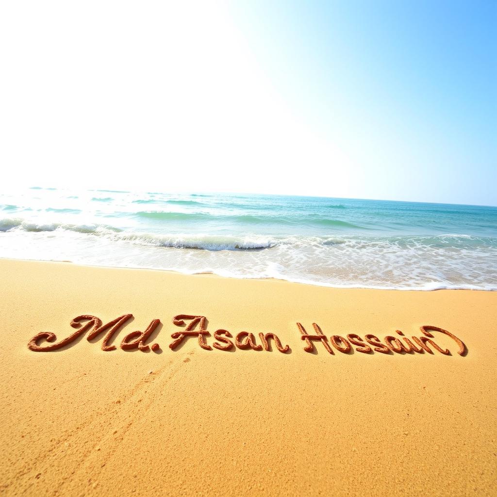 Beautifully Crafted Beach Art: Md. Ahsan Hossain in Cursive Sand