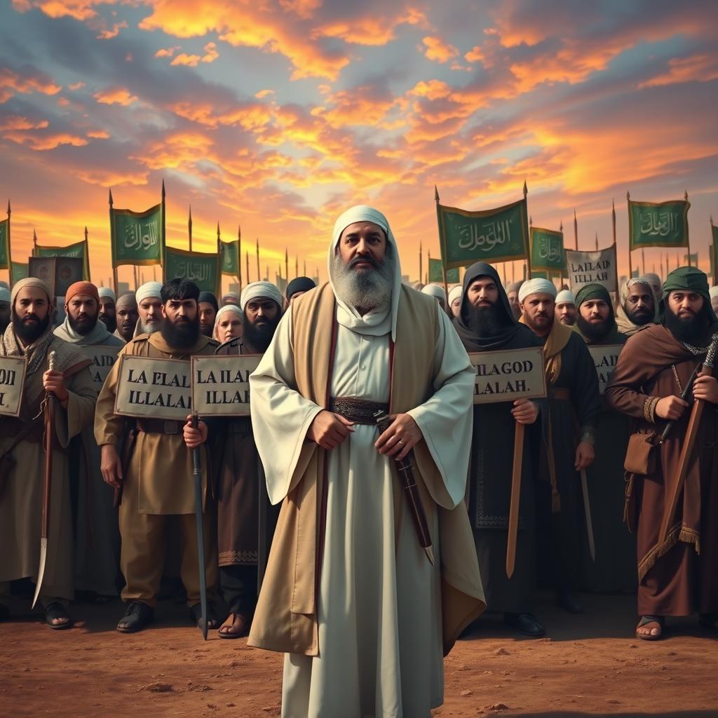 Epic Scene of Strength and Unity: Muslim Warriors and Commanders