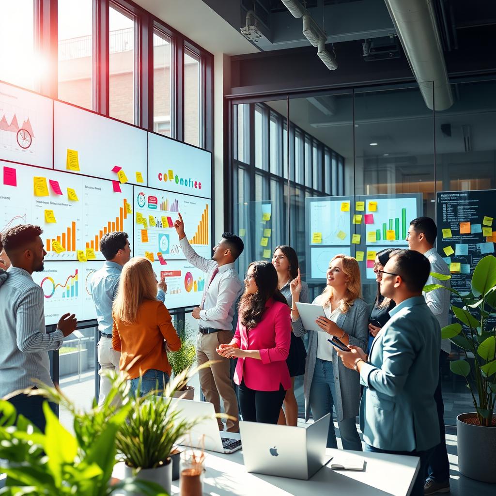 Dynamic Marketing Brainstorming Session - Diverse Professionals Ideate