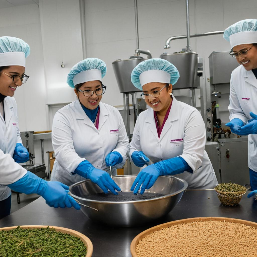 Vibrant Food Processing Scene: Teamwork in Action