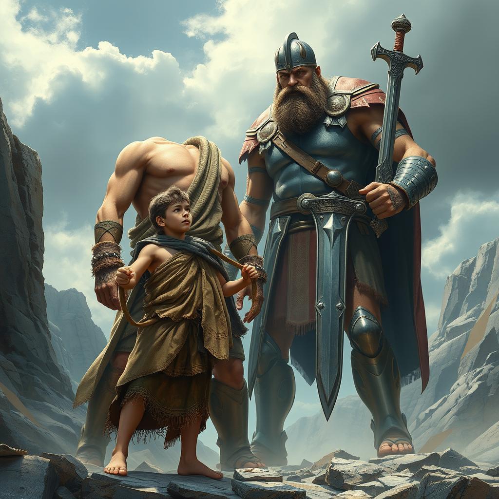 Epic David vs Goliath: A Dramatic Biblical Depiction