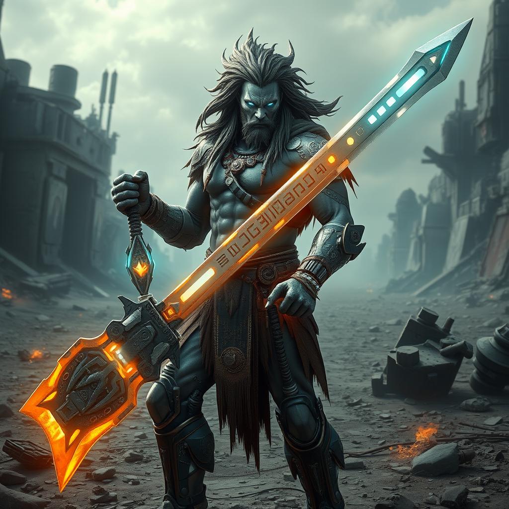 Futuristic Android Barbarian: A Post-Apocalyptic Warrior