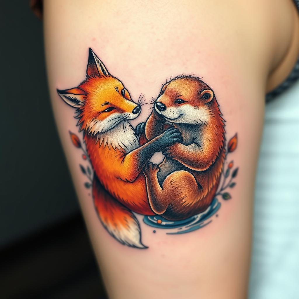 Playful Fox and Otter Tattoos: Mystical and Minimalist Designs