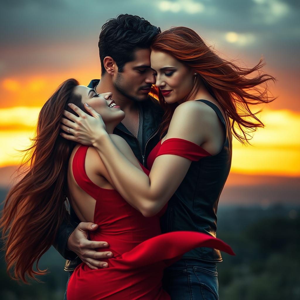 Romantic Sunset Embrace: Capturing Love in Dramatic Landscapes