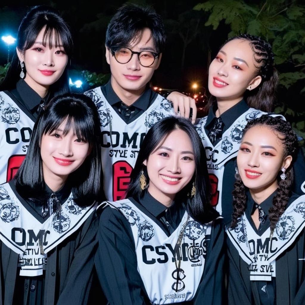 Vibrant Comic-Style Illustration: Stylish Characters in Sync