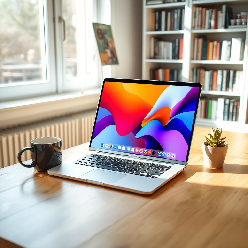 Sleek Apple Laptop Setup: A Creative Workspace