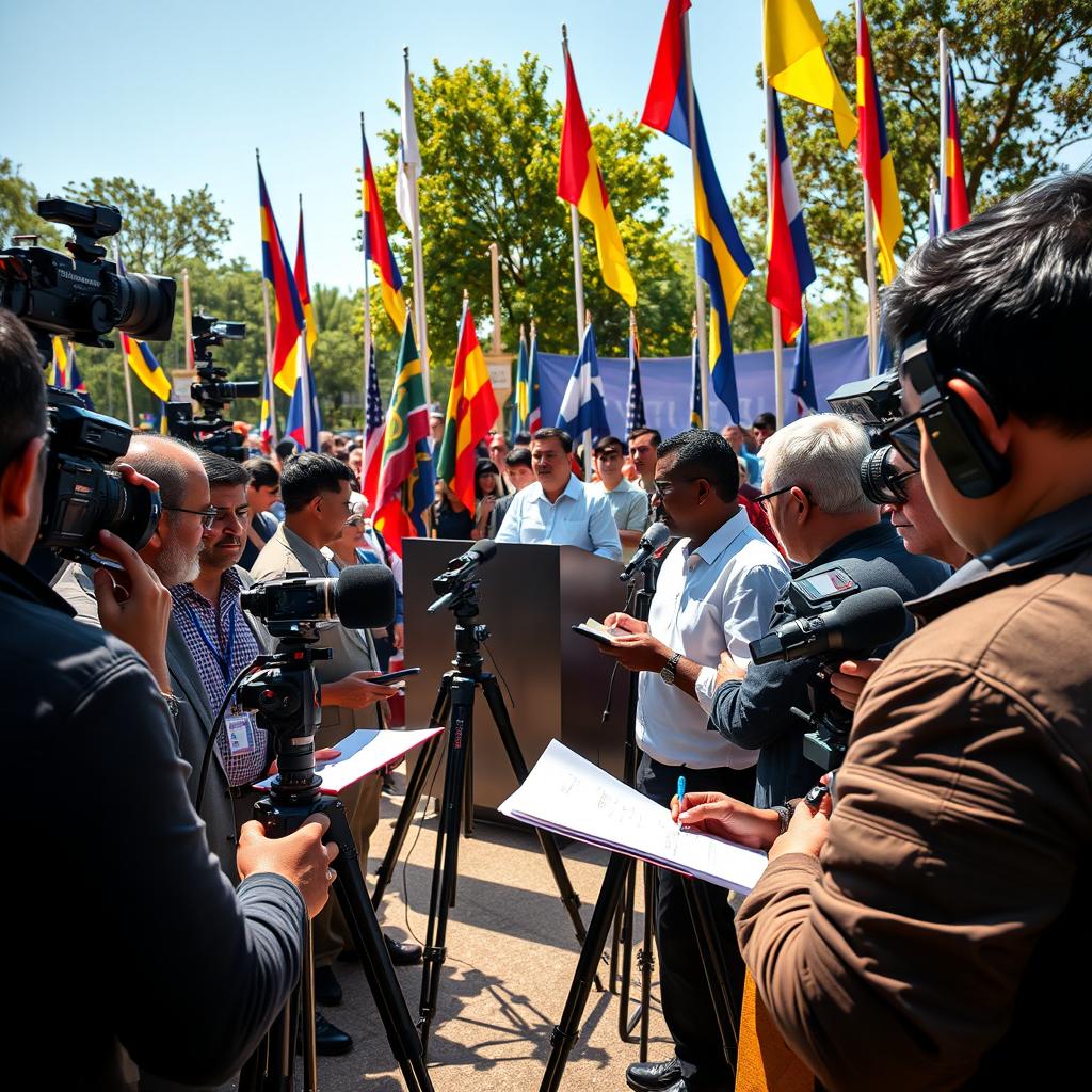 Dynamic News Coverage at Outdoor Press Conference | Idyllic Ideas