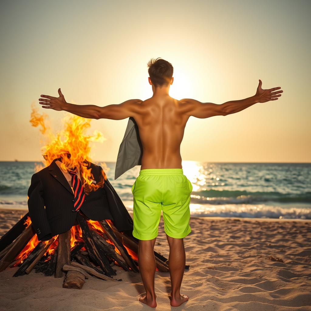 Embracing Freedom: A Surreal Beach Transformation