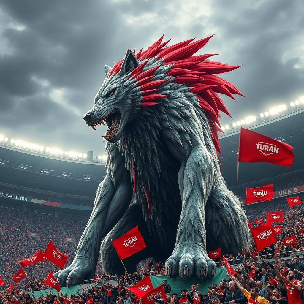 Epic Showdown: Giant Wolf Roars at Tabriz Yadgar Emam Stadium