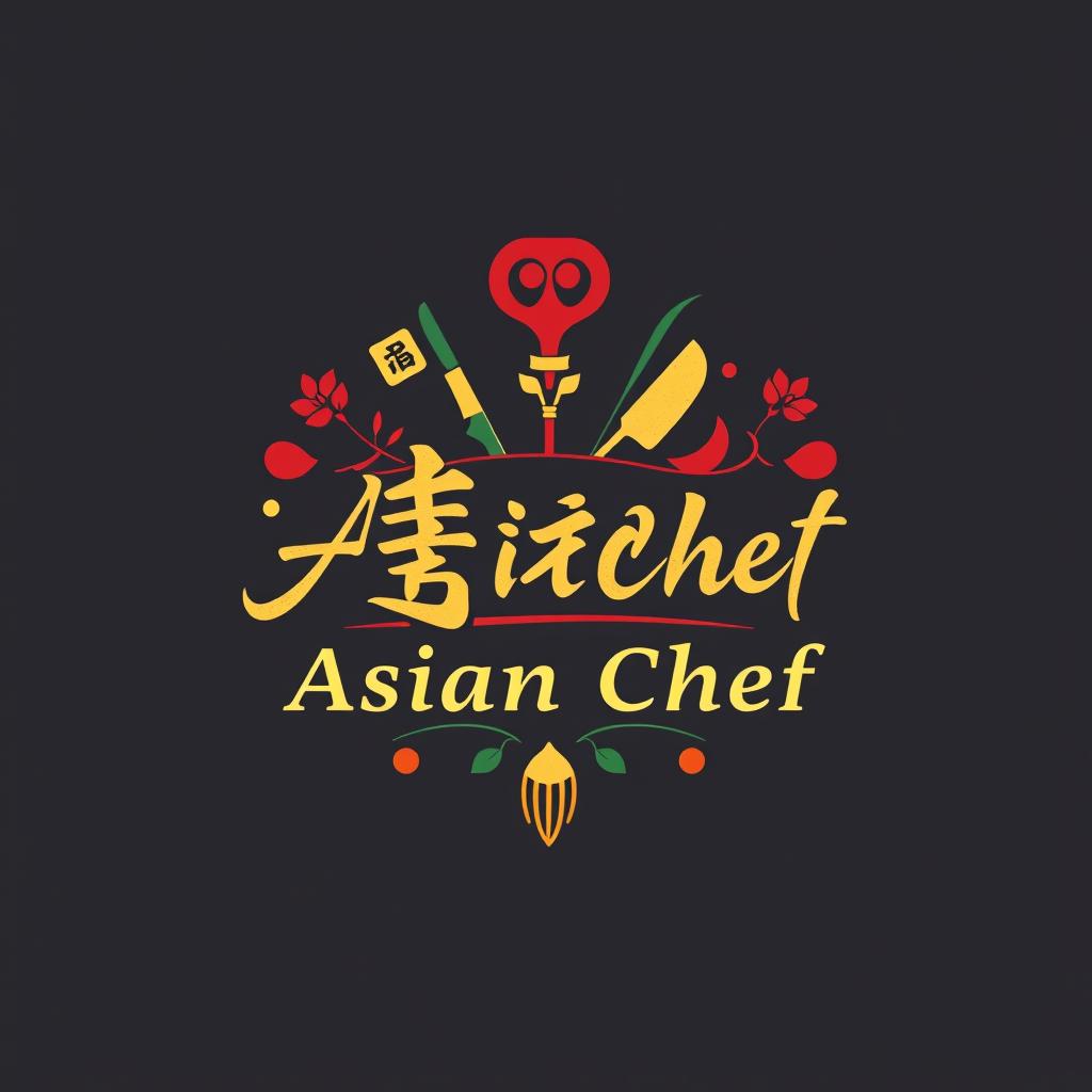 Elegant Logo Design for Asian Chef with Hieroglyphic Elements