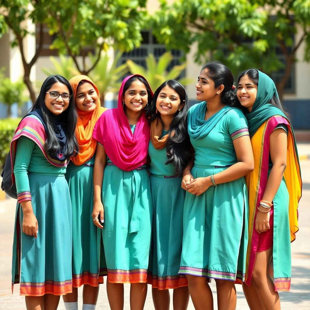 Celebrating Diversity: South Asian School Girls in Cheerful Unity