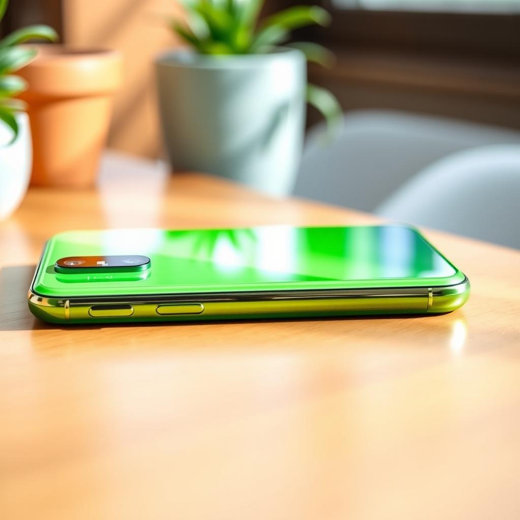 Vibrant Green Smartphone Showcase - Modern Design Inspiration
